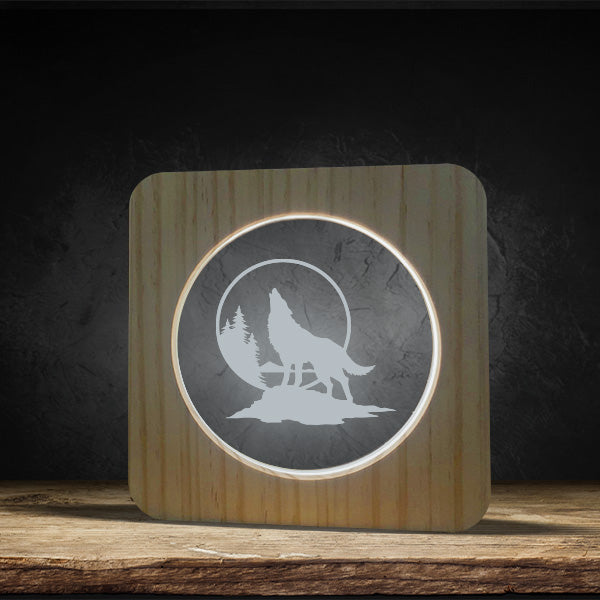 Wolf Howling - Square Base LED Light – Schninja.com - Custom LED Lights